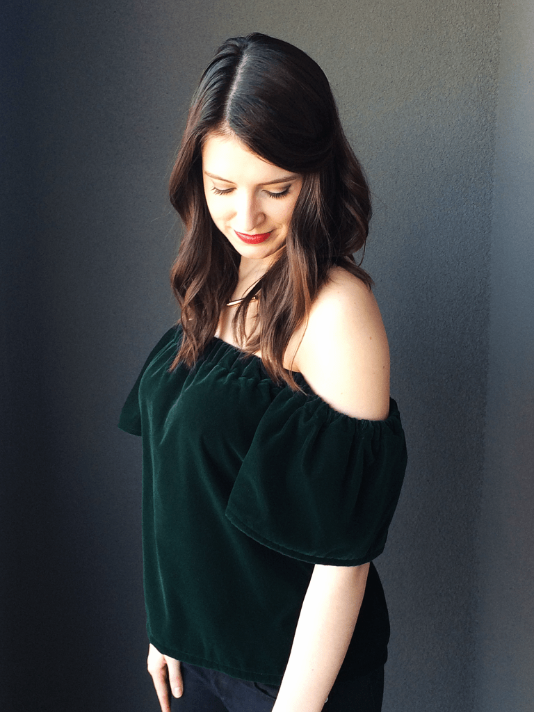 Velvet Off the Shoulder Holiday Top Sewing Tutorial – Sew Bake Decorate